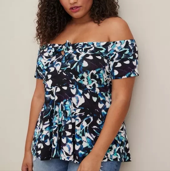 torrid | Tops | Offshoulder Blue And Black Top | Poshmark